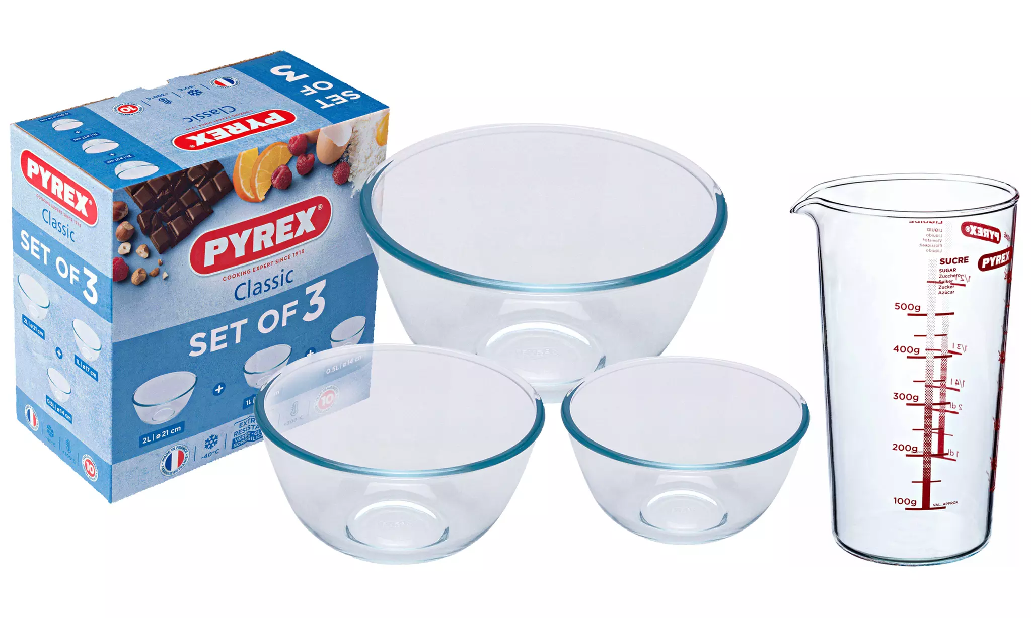 Pyrex Measure Jug and Three-Piece Glass Bowl Set | Groupon Goods