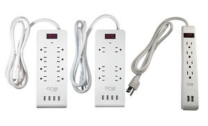 4-, 6-, or 8- Outlet Power Block Surge Protector with USB Ports | Groupon