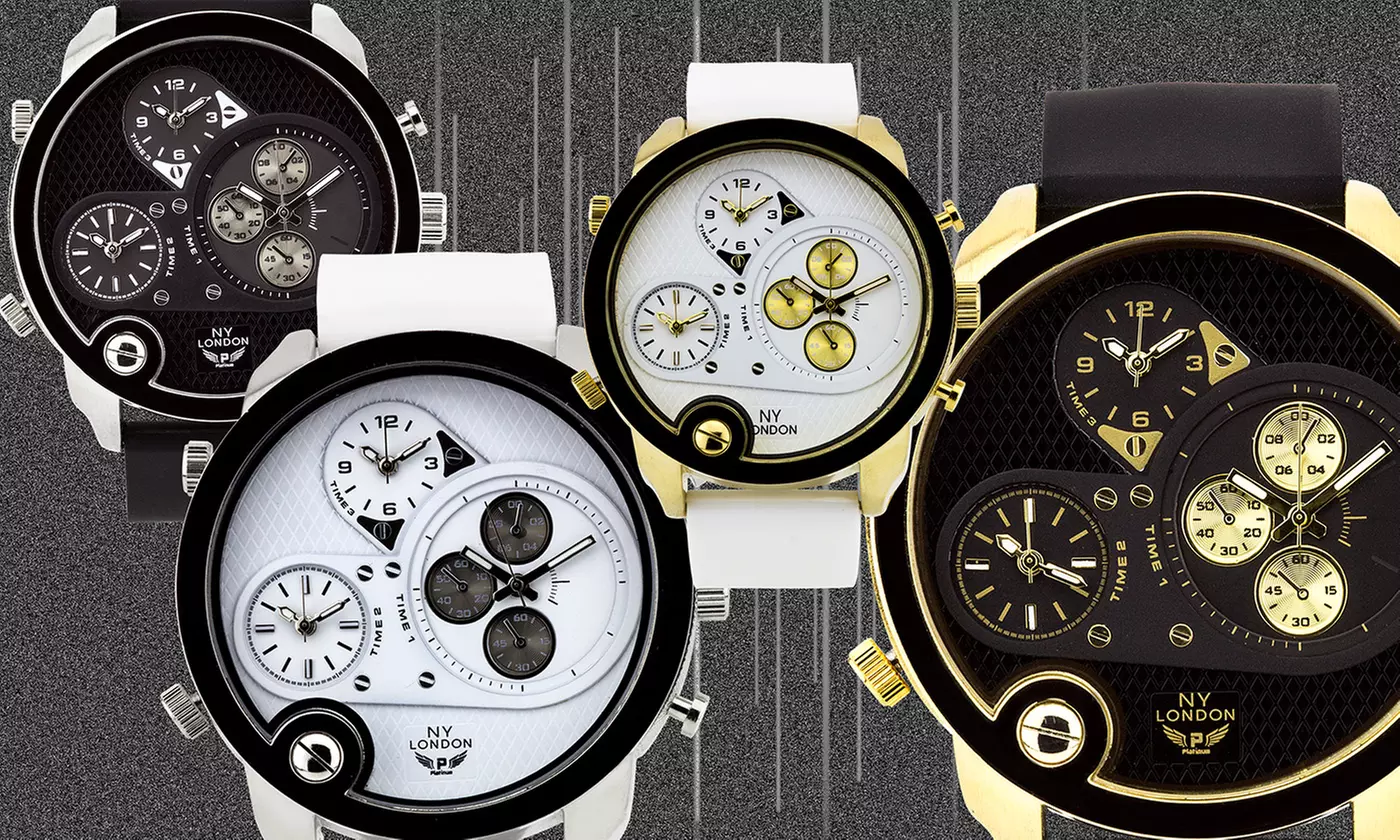 NY London 3-Time Zone Watch | Groupon