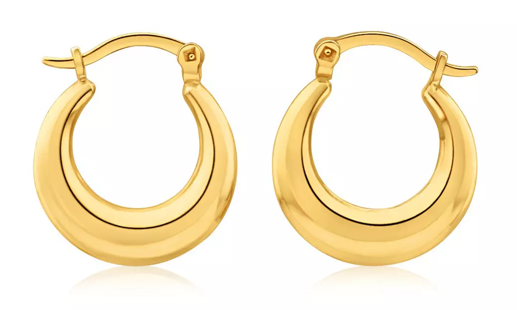 Solid 14K Gold French Lock Hoops | Groupon Goods