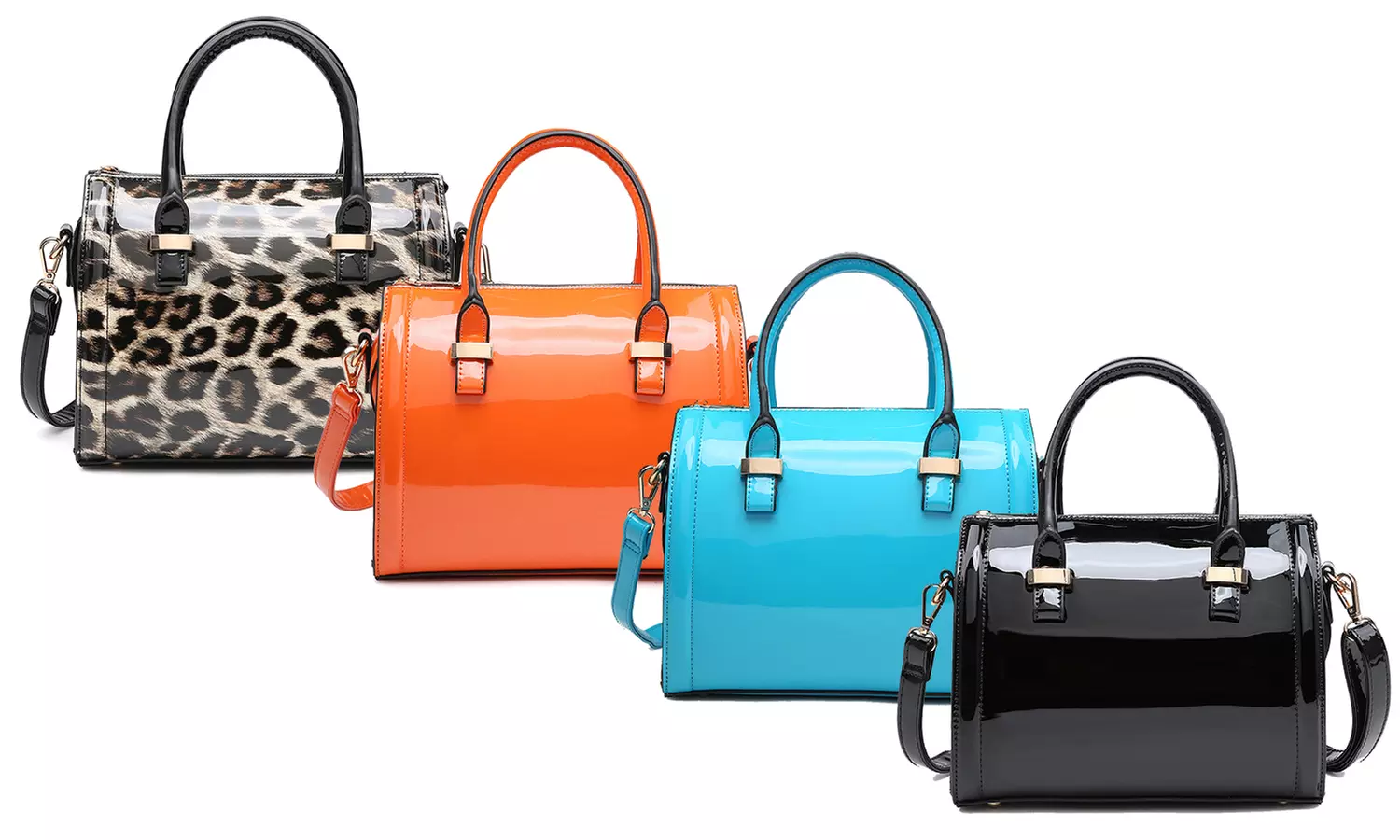 Patent Faux Leather Satchel | Groupon Goods
