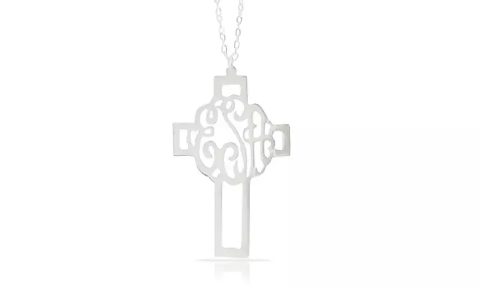 Custom Monogram Cross Pendant | Groupon Goods