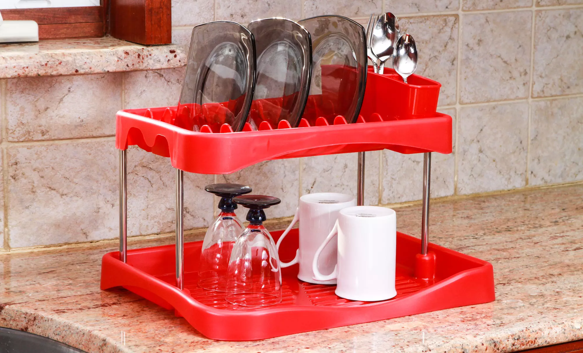 Two-Tier Dish Rack Set | Groupon Goods