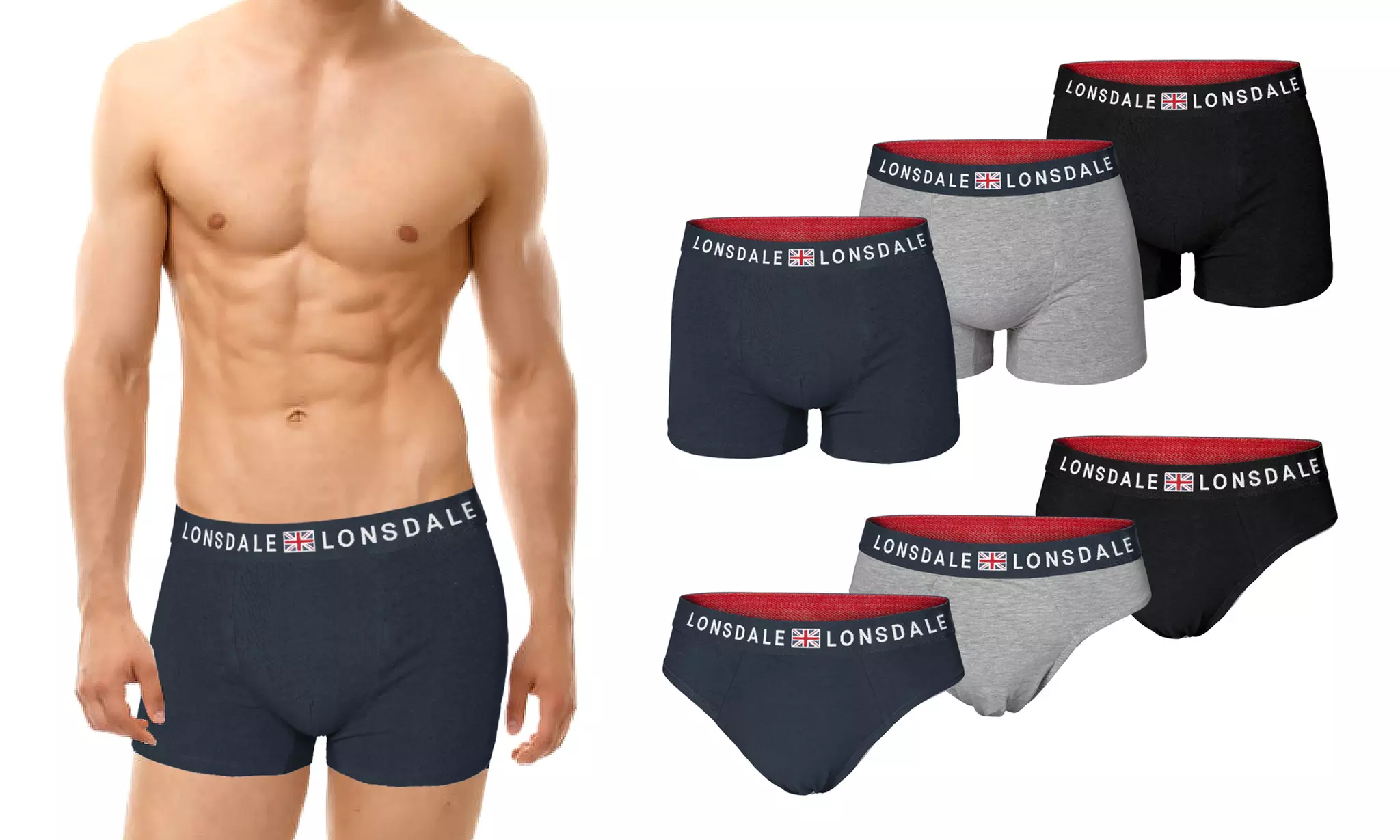 Jusqu'à 50% de réduction sur Pack de 6 sous-vêtements Lonsdale ...