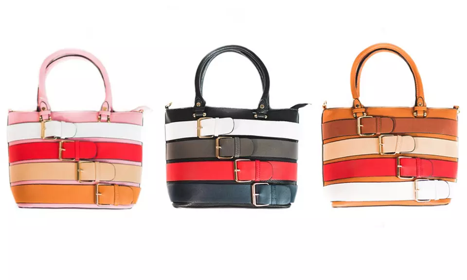 Belted Genuine Leather Handbag | Groupon Goods