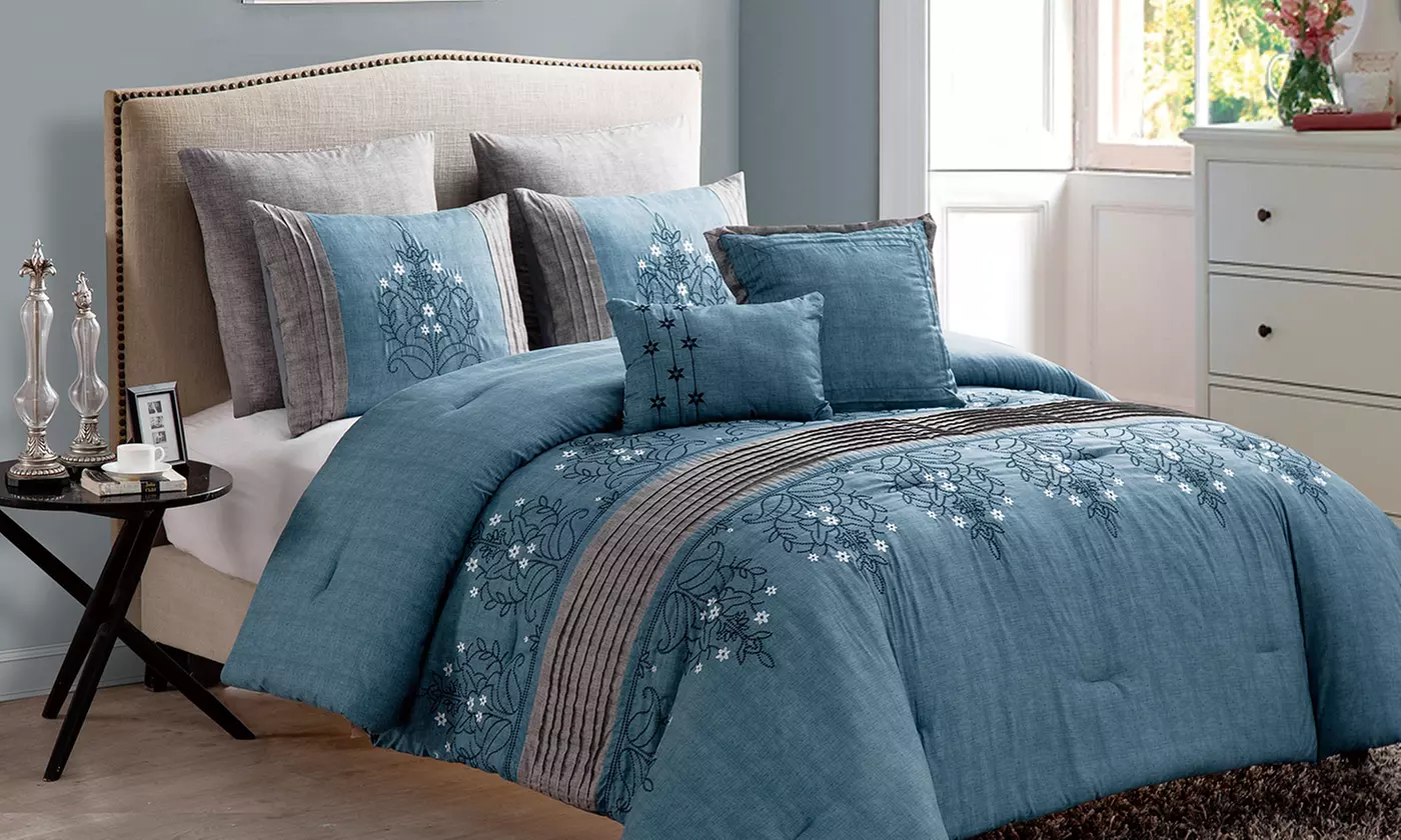 Embroidered Comforter Set (7pc.) | Groupon Goods
