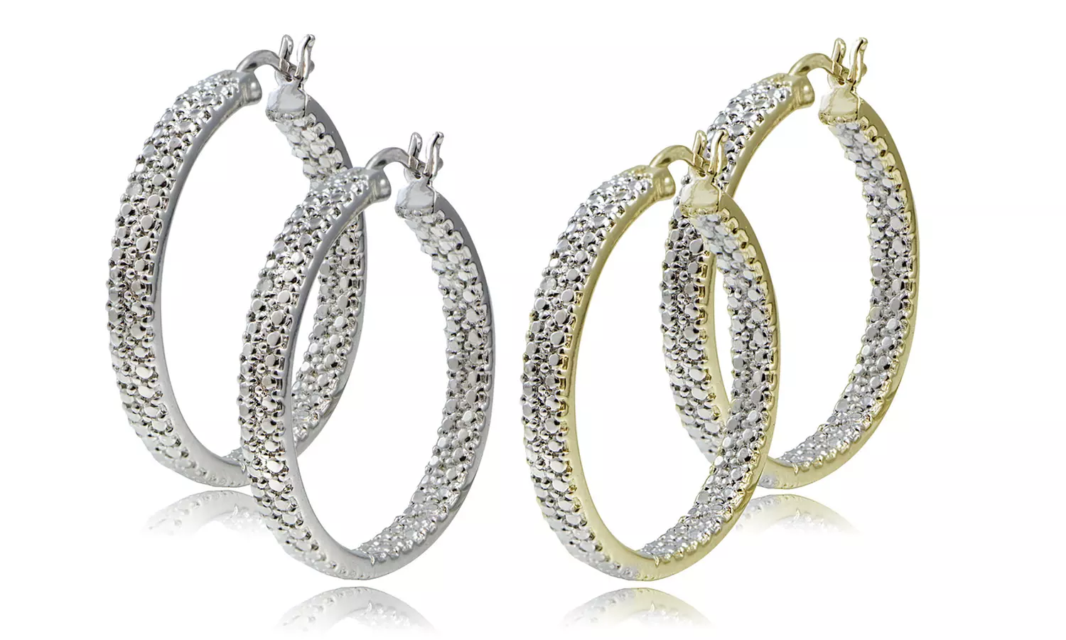 Diamond Accent Hoop Earrings Set | Groupon Goods