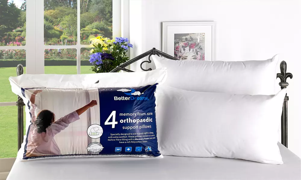 Four memory foam core pillows | Groupon Goods
