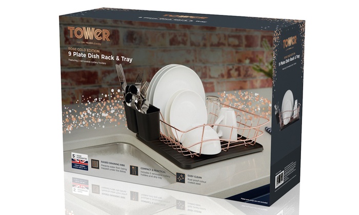 Tower Dish Rack with Tray | Groupon