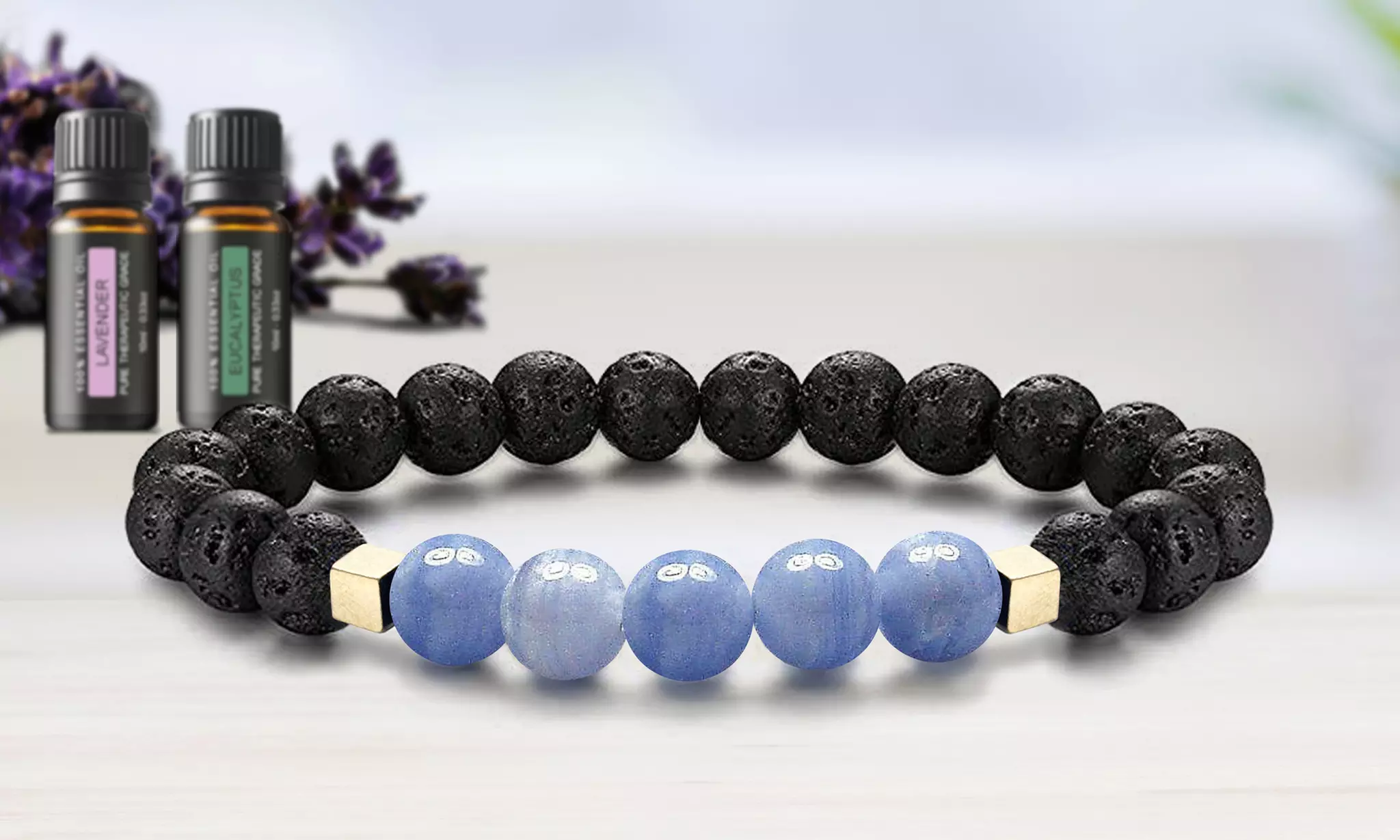 Lava Bracelet and Essential Oils | Groupon Goods