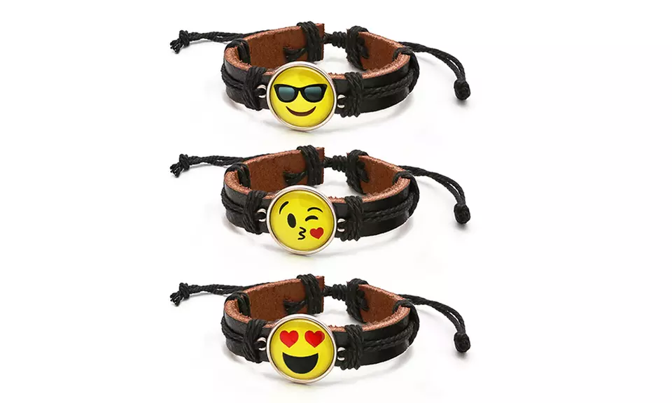 Genuine Leather Emoji Bracelet | Groupon Goods