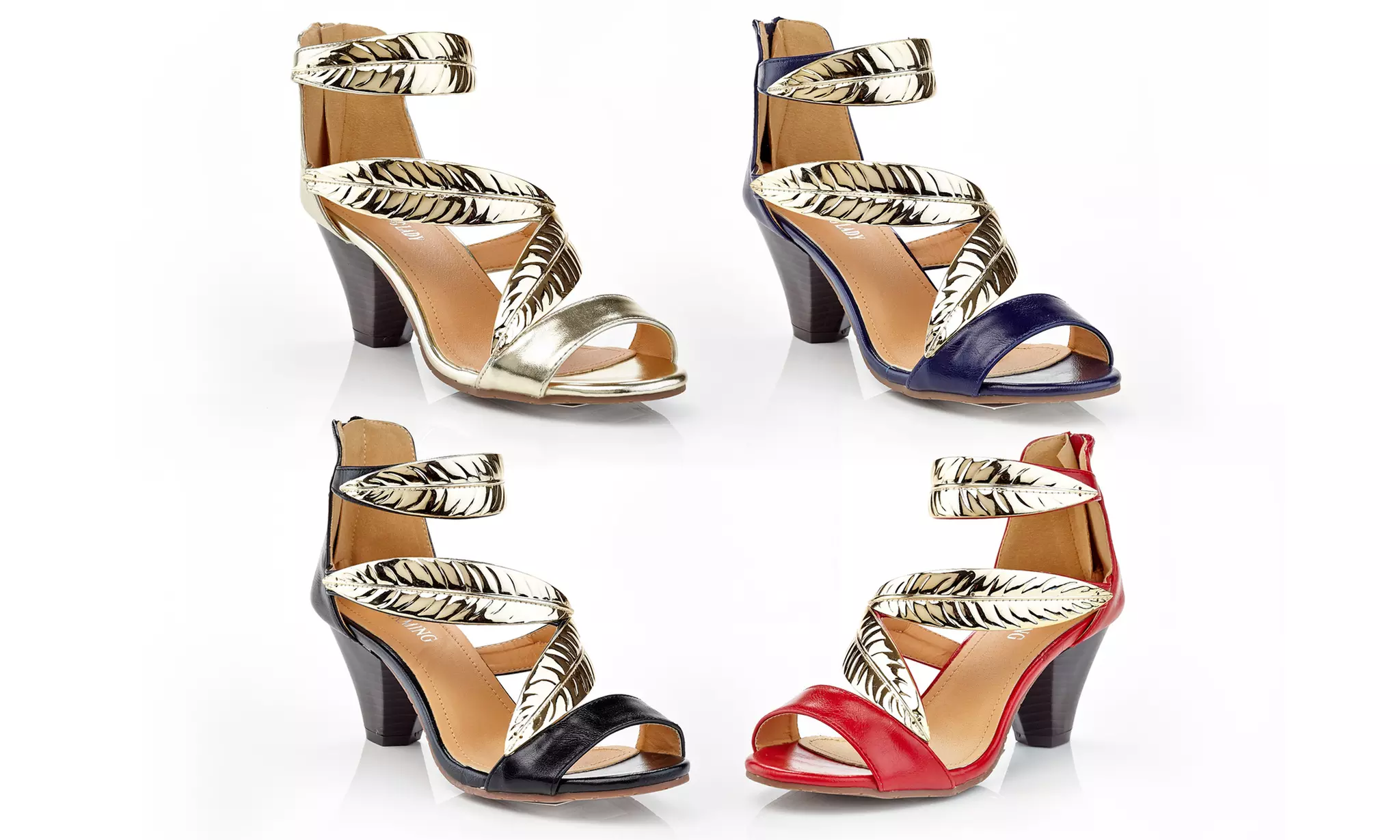 Leaf Design Heeled Sandals | Groupon Goods