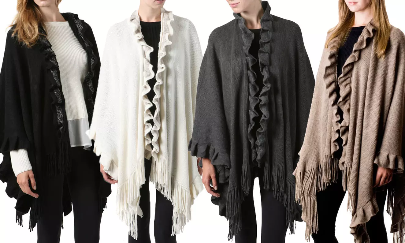Ruffle Cape with Fringe Detail | Groupon Goods