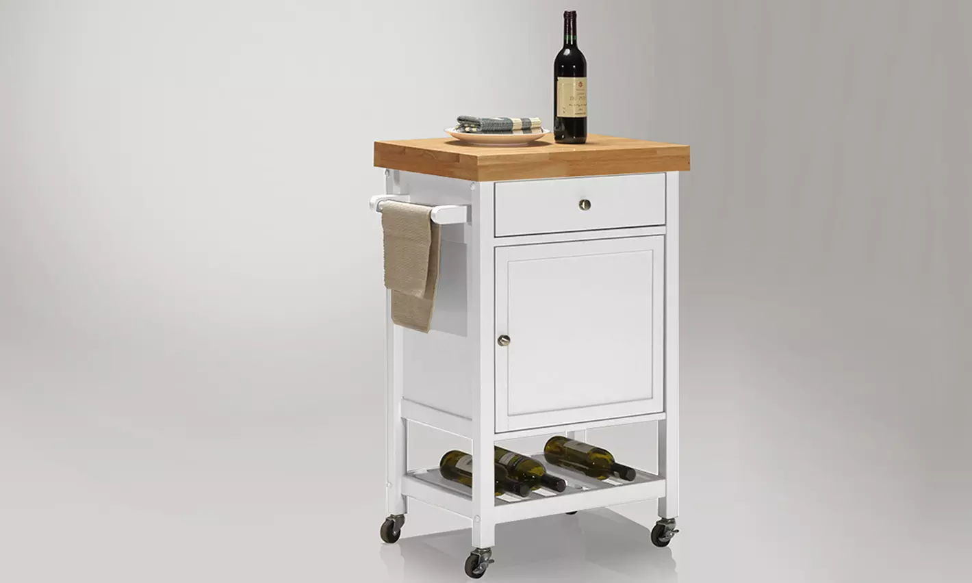 Fermont Kitchen Cart w/ Wood Top | Groupon Goods