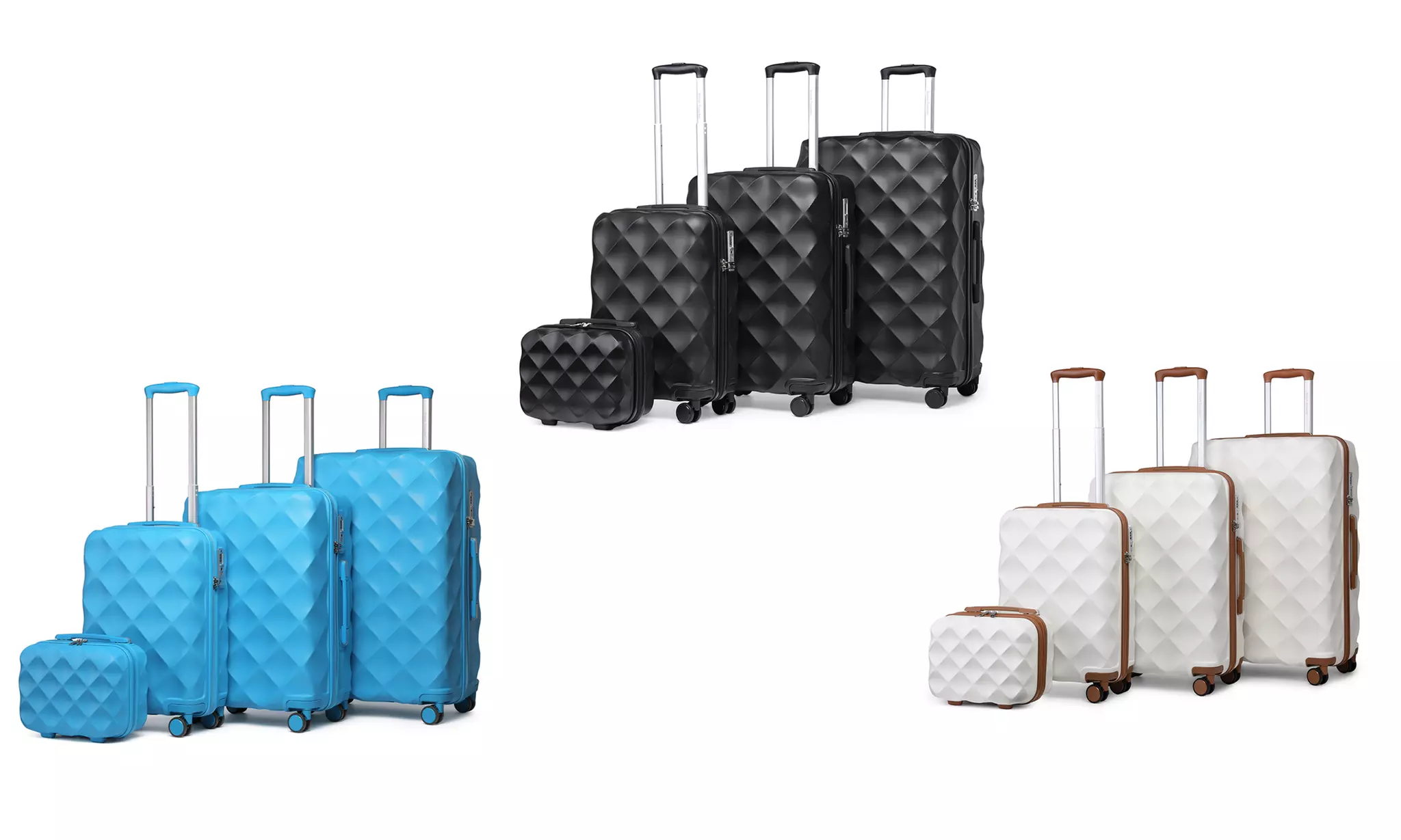 Up To 58% Off on One or Four Pieces of Ultralight ABS Diamond Suitcase ...