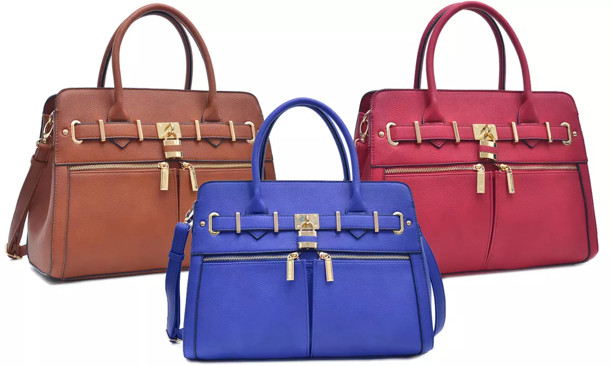 MMK Padlock Satchel Handbag | Groupon Goods