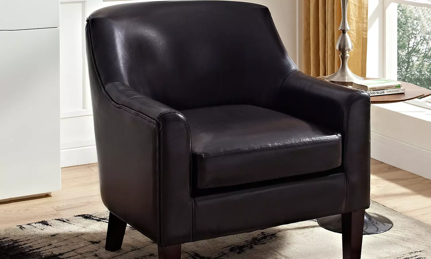Brown Faux Leather Club Chair | Groupon Goods