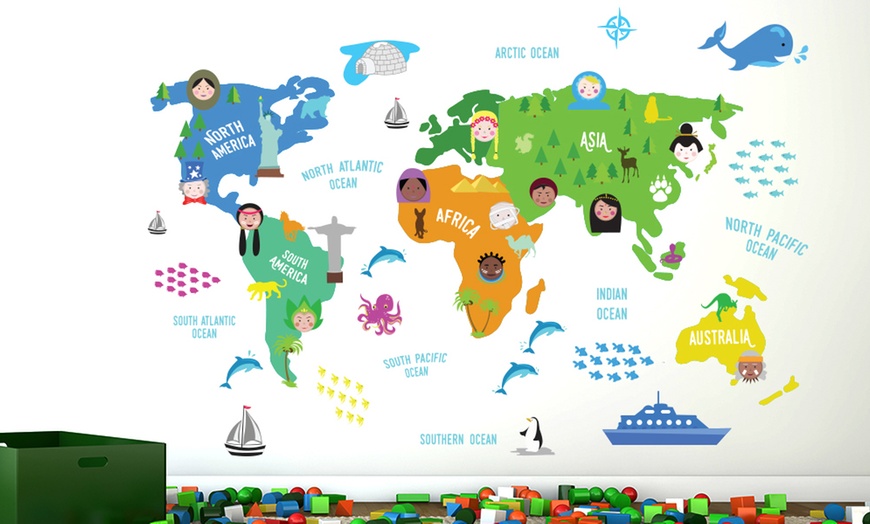 World Map Wall Stickers | Groupon Goods