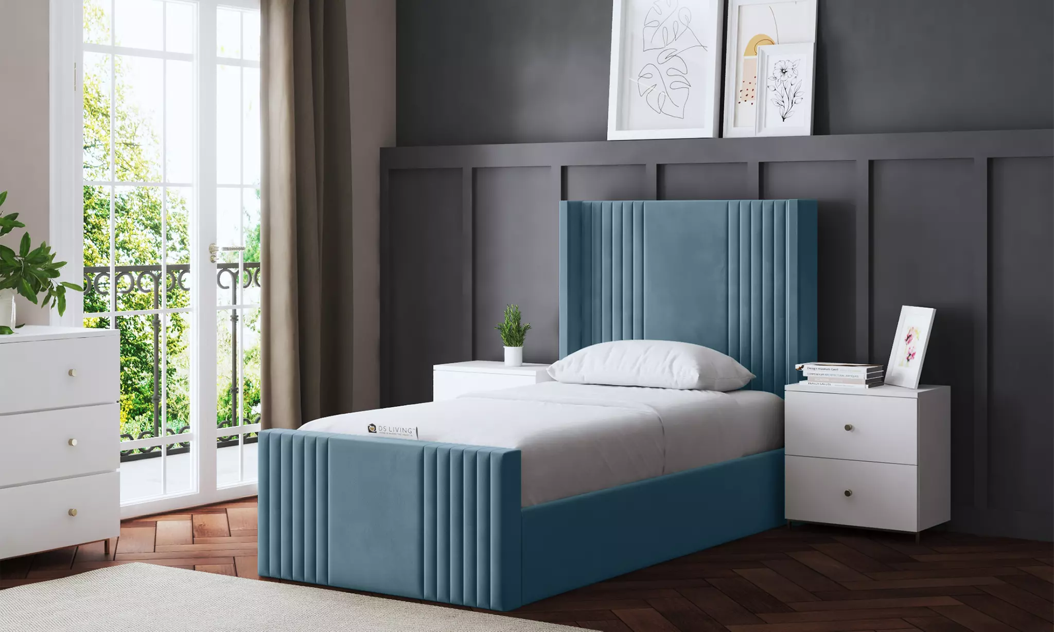 Elara Winged Panel Bed with Optional Mattress | Groupon Goods