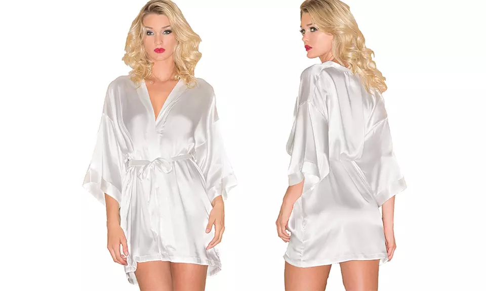 White Satin Robes (Small) | Groupon Goods