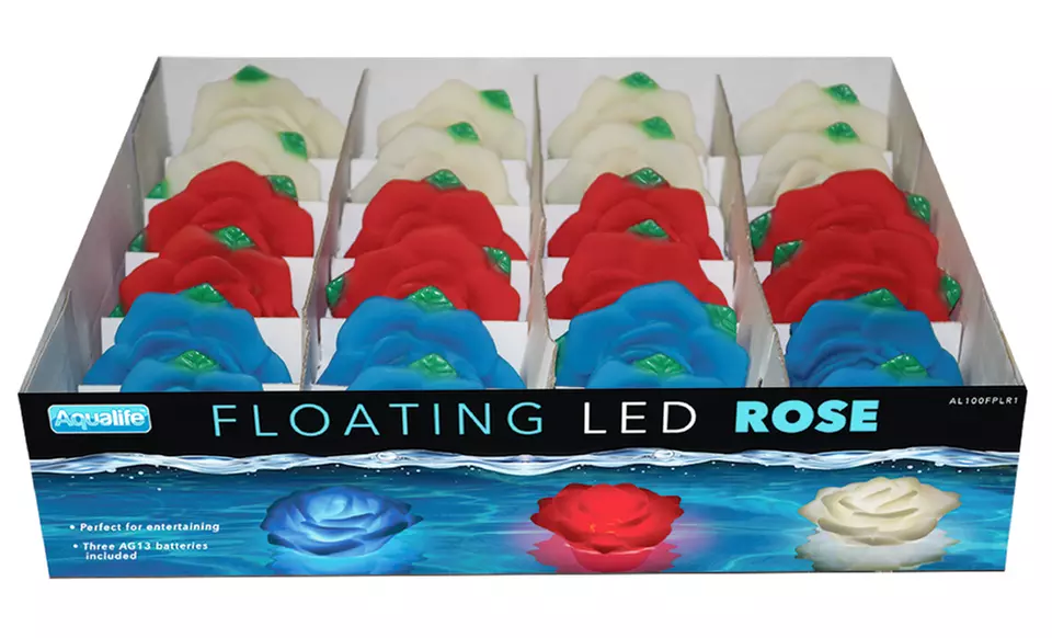24-Pack of Floating LED Roses | Groupon Goods
