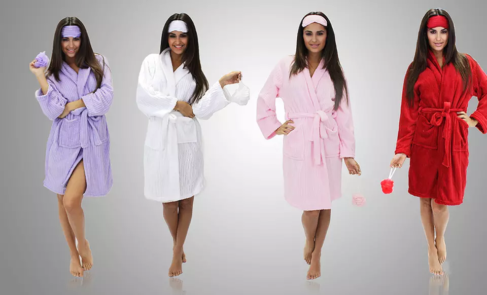 Plush Bathrobe Spa Set | Groupon Goods