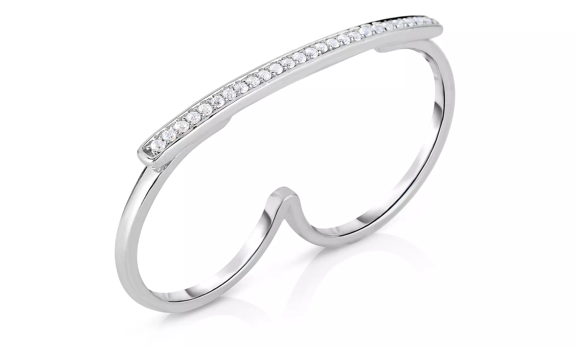 1/5 CTTW Diamond Two-Finger Ring | Groupon Goods