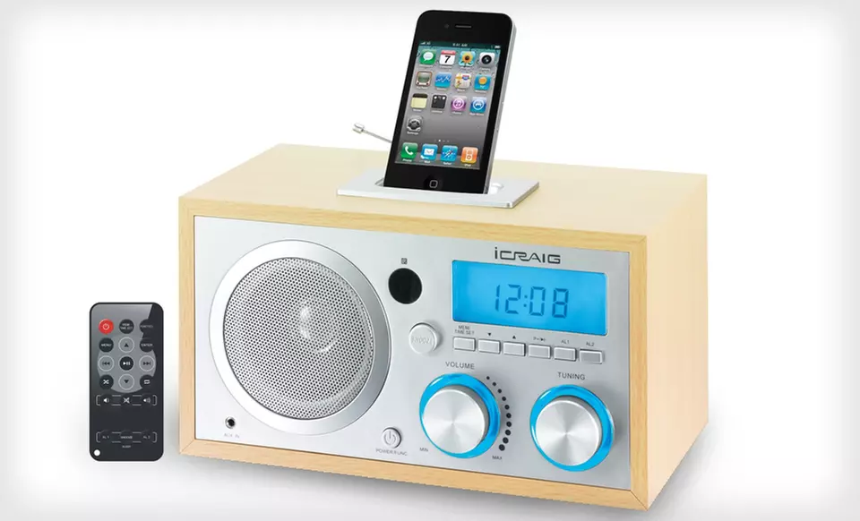 iCraig Retro Docking Clock | Groupon Goods