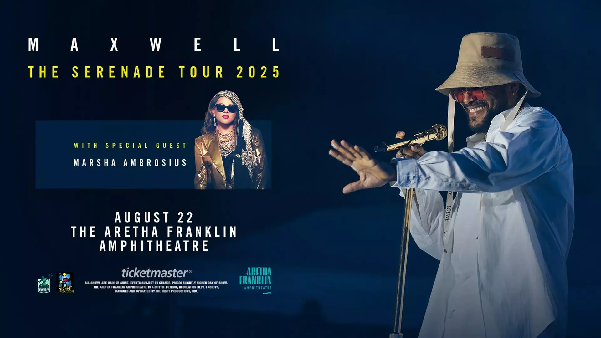 Maxwell The Serenade Tour Marsha Ambrosius The Aretha Detroit 2025 in ...