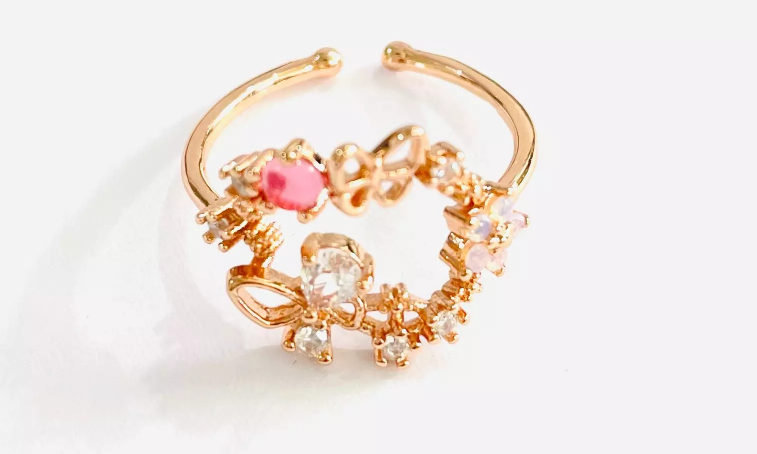Up To 74% Off on 14K Gold Adjustable Ring with... | Groupon Goods