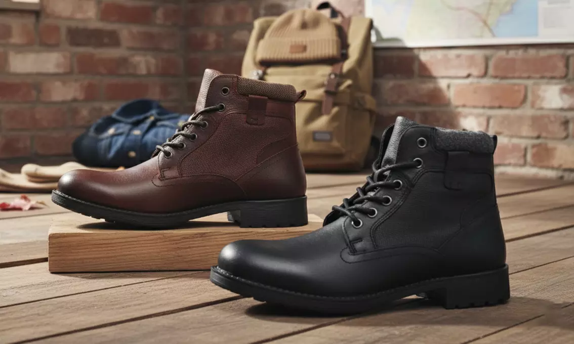 Up To 62% Off on Oaktrak Benson Mens Leather Boots | Groupon Goods