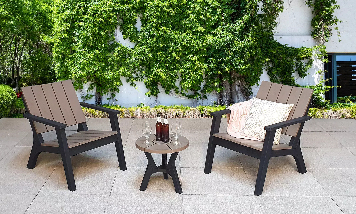 Up To 42% Off on Dallas Two Seat Bistro Set in Black and Grey | Groupon ...