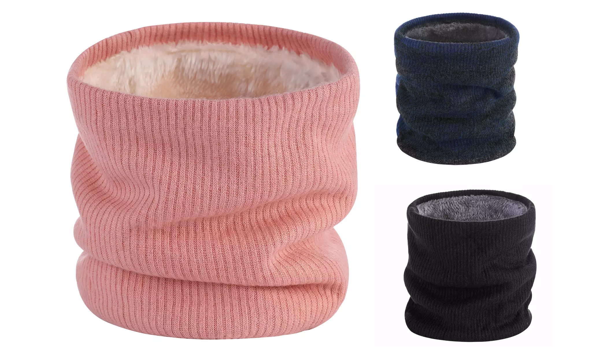 Up To 58% Off on Warm Snood Neck Warmer Fleece-Lined Knit Soft and Wind ...