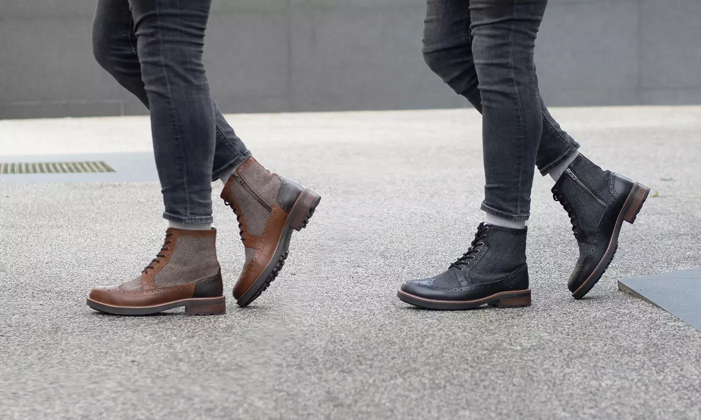 Boots Redfoot cuir et tweed | Groupon Shopping
