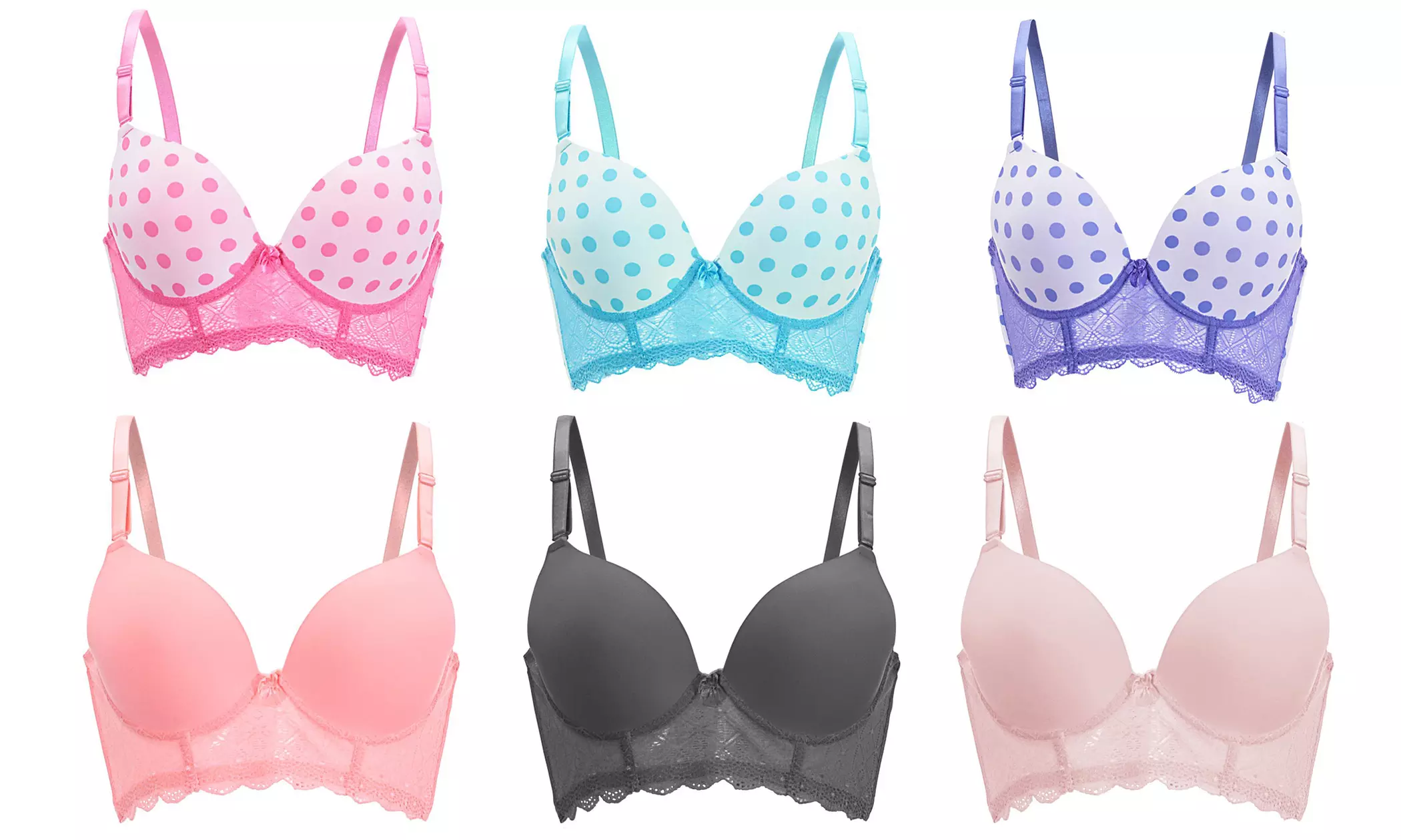 Women's Long Line Bras (6-Pack) | Groupon Goods
