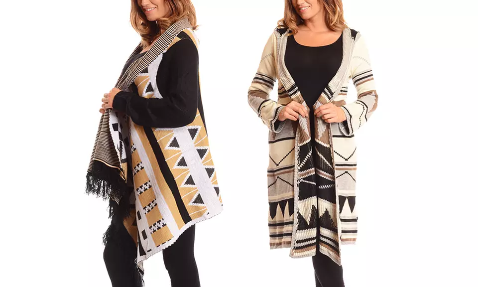 Open-Front Aztec-Print Cardigans | Groupon Goods