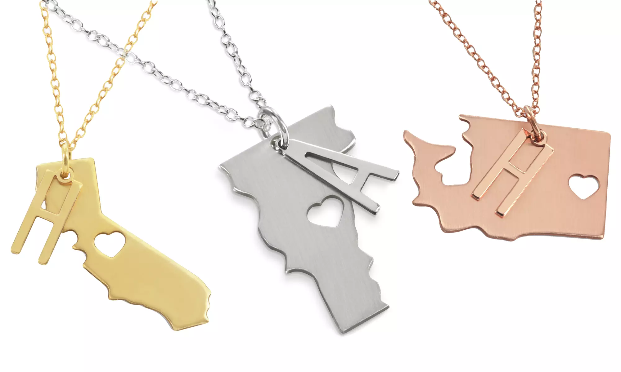 Custom State & Initial Necklace | Groupon Goods