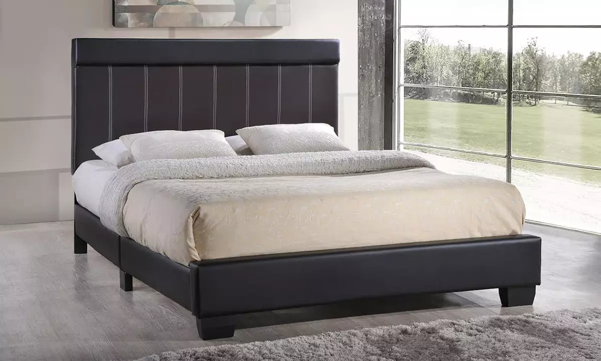 Modern Leather-Look Platform Bed | Groupon Goods