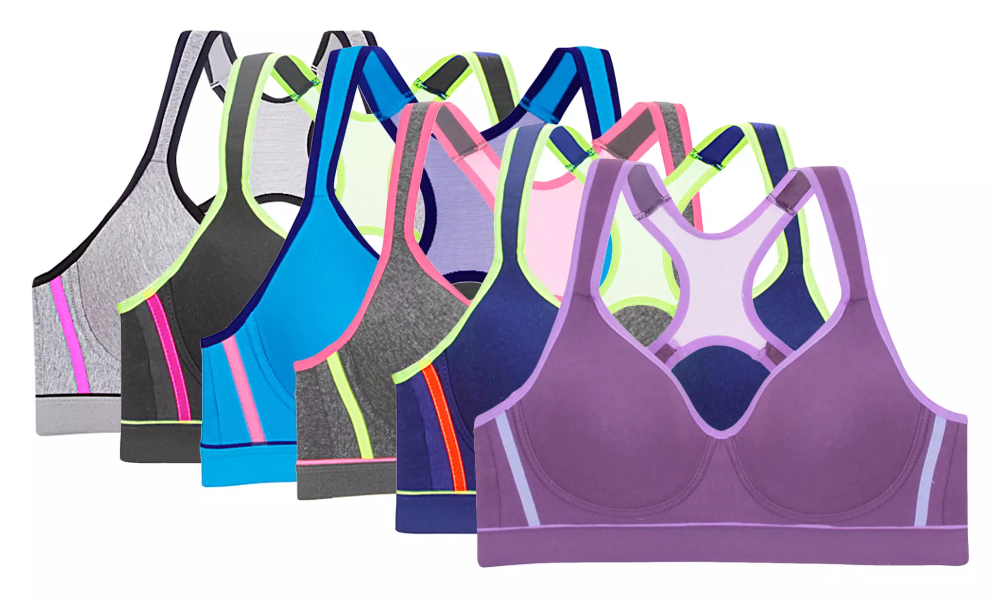 Color-Block Sports Bras (6-Pack) | Groupon Goods