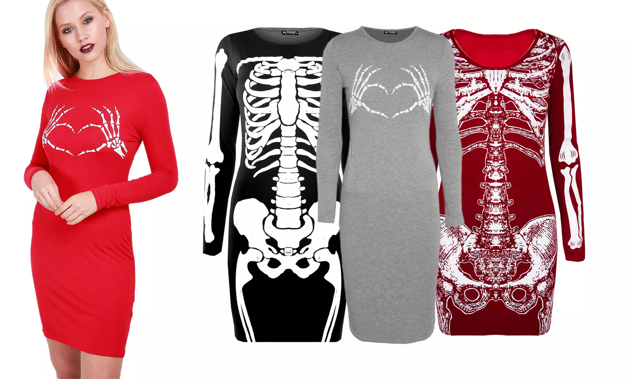 Halloween Skeleton Bone Bodycon Midi Dress | Groupon Goods