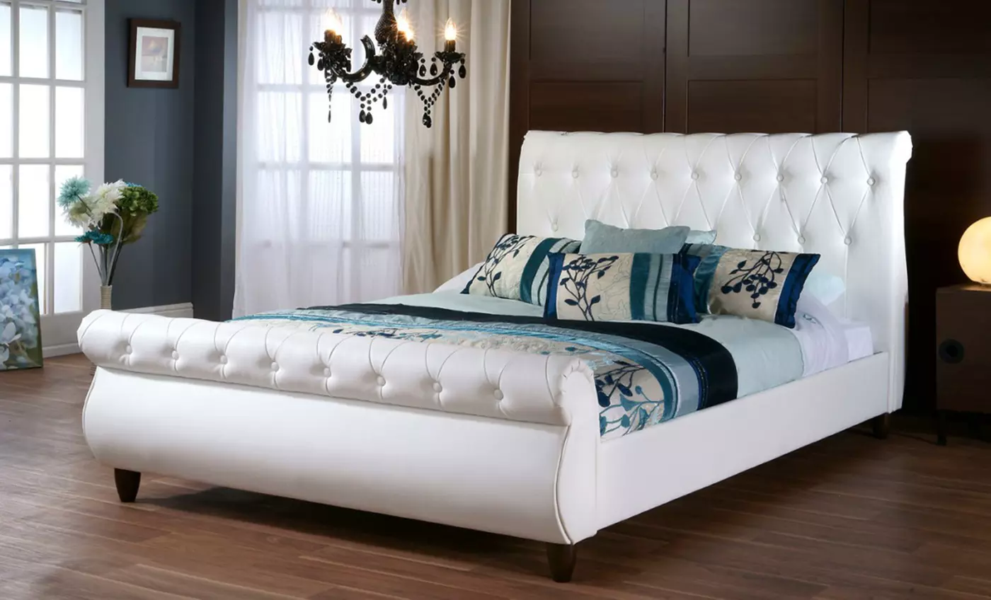 Tufted Queen-Size Sleigh Bed | Groupon Goods