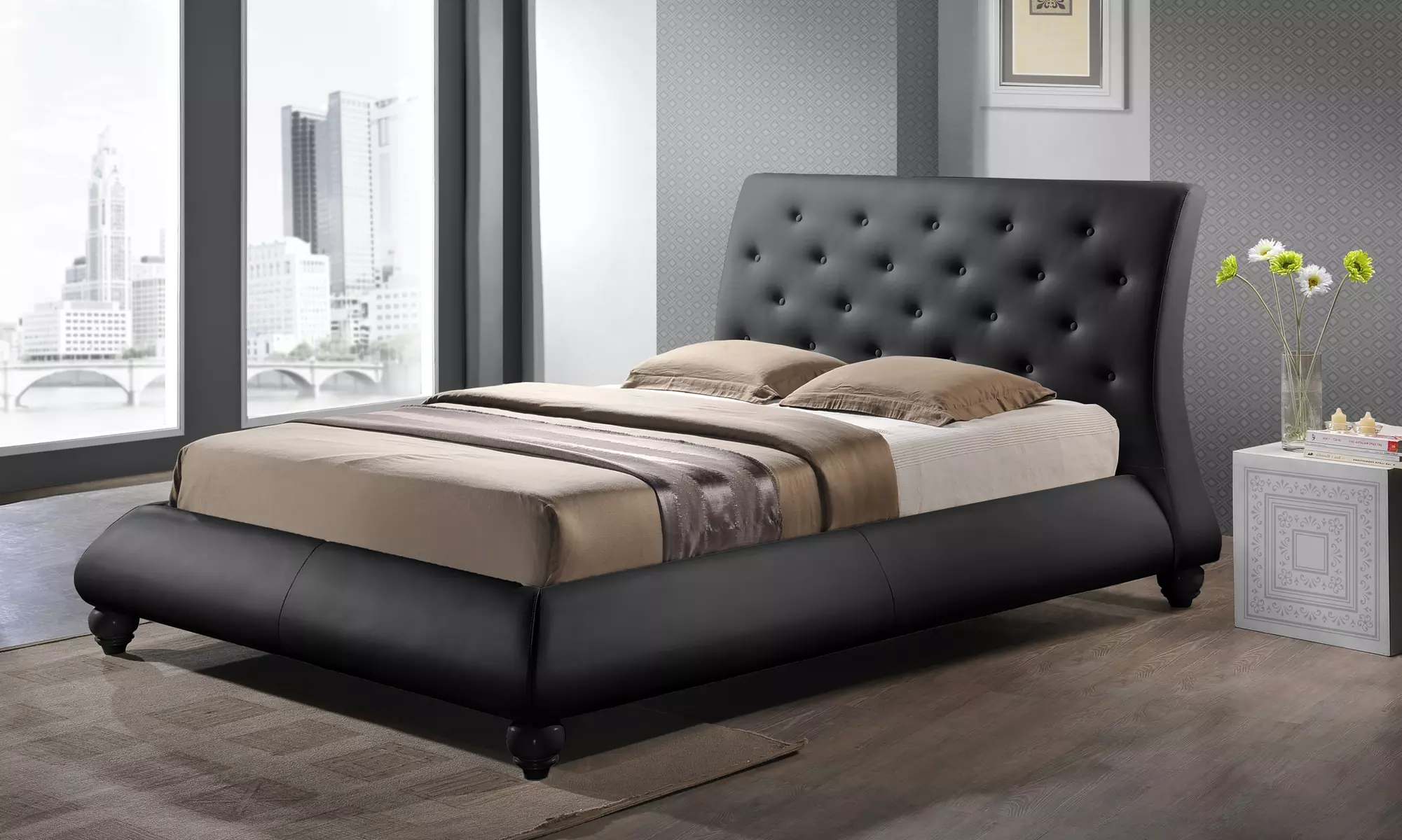 Roanne Faux Leather Modern Beds | Groupon Goods