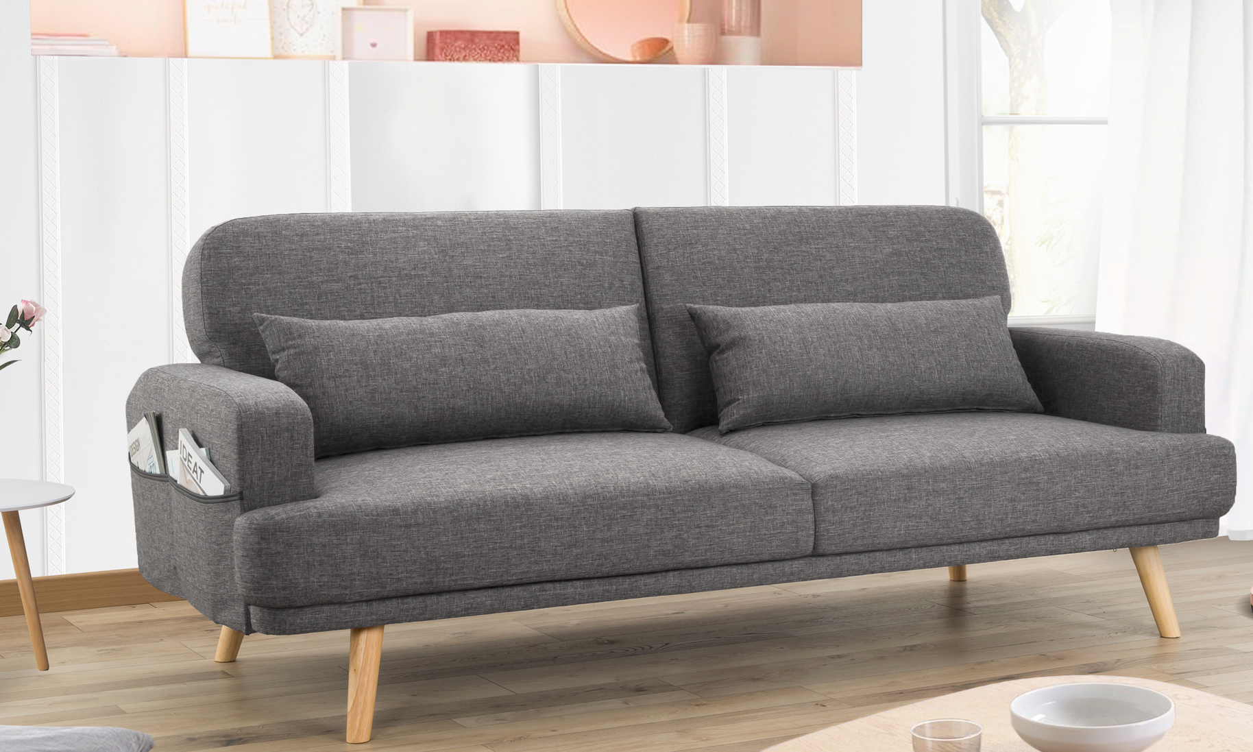 Canapé convertible moderne scandinave Evan : Gris anthracite