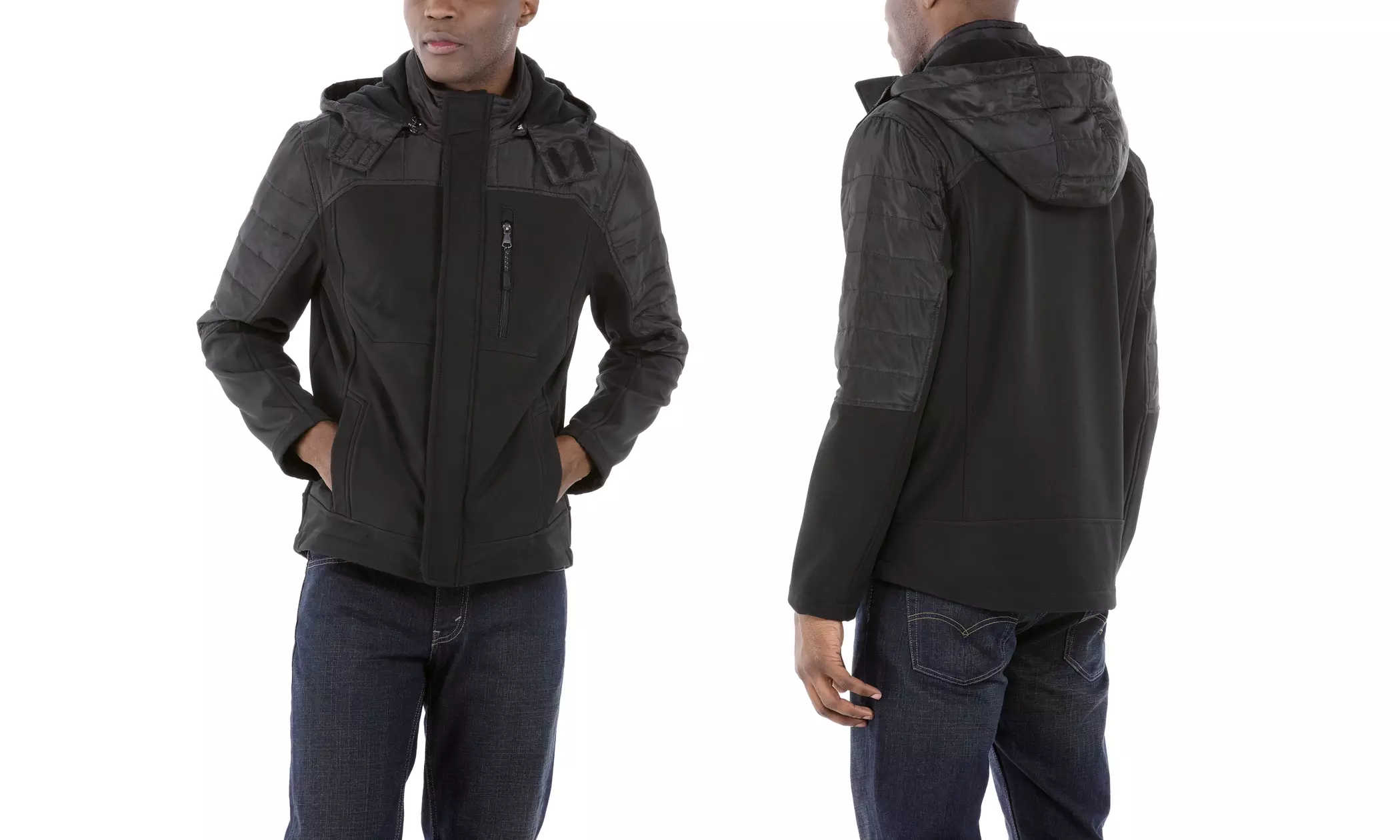 Men's Hooded Mixed-Media Jackets | Groupon Goods