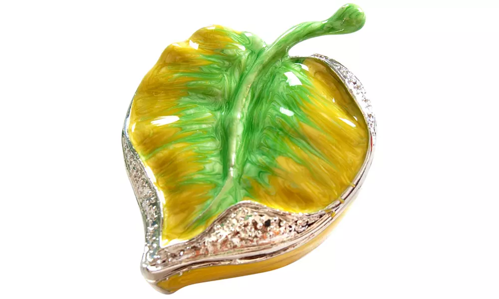 Enameled Leaf-Shaped Jewelry Box | Groupon Goods