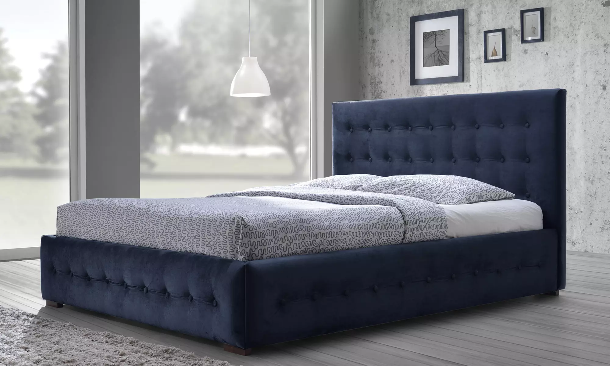 Margaret Velvet Platform Bed | Groupon Goods