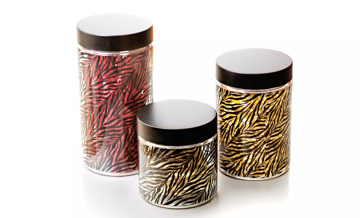 Set of Zebra-Print Glass Jars | Groupon Goods