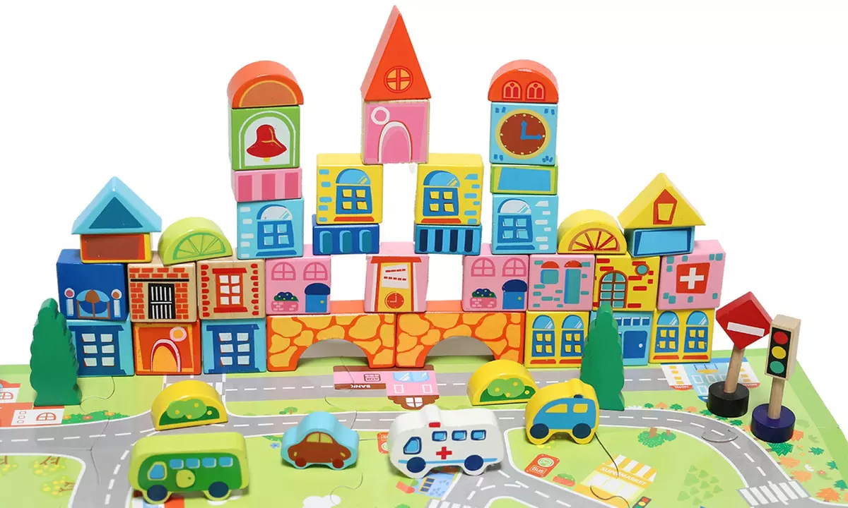 50-Piece Wooden Block Set | Groupon Goods