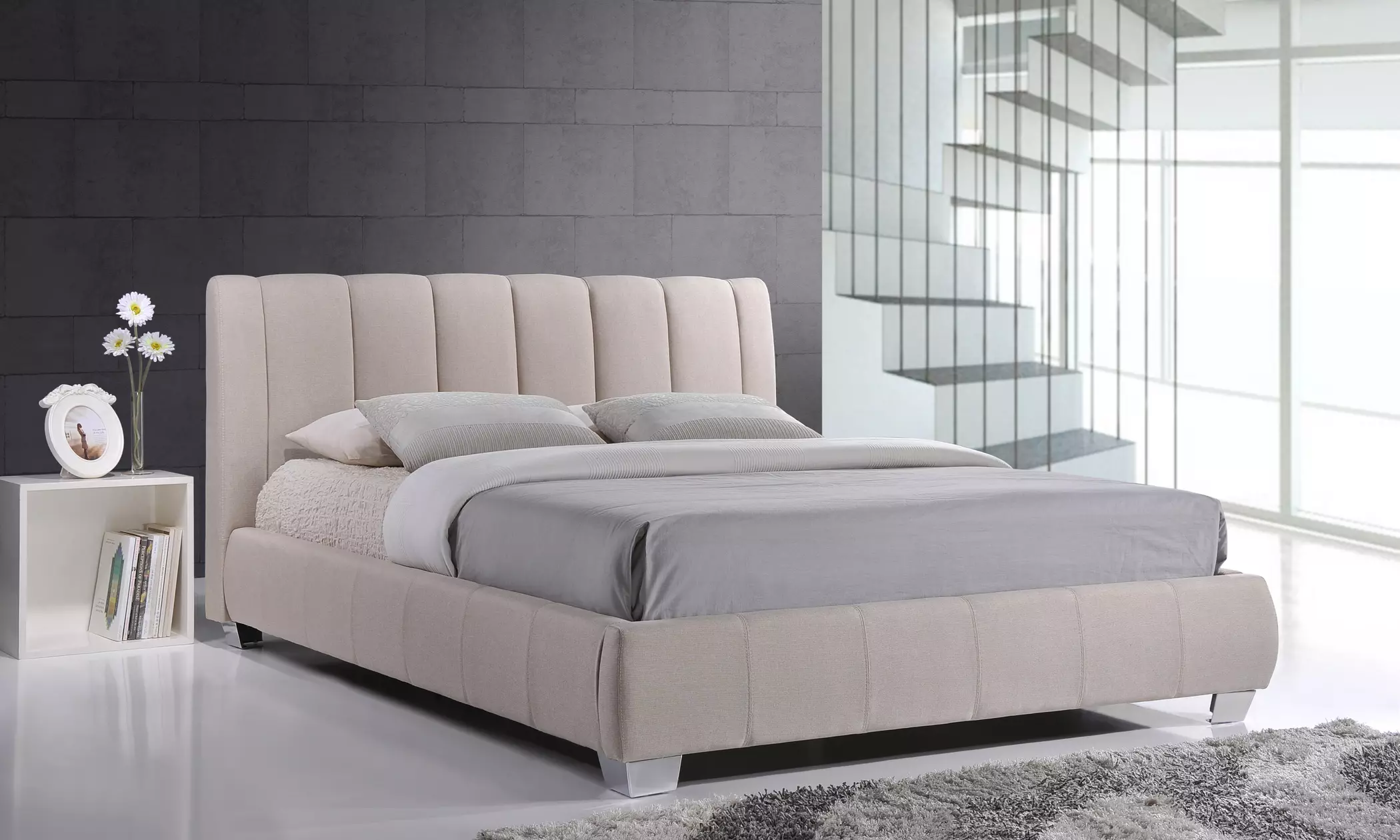 Daisy Linen Upholstered Bed | Groupon Goods