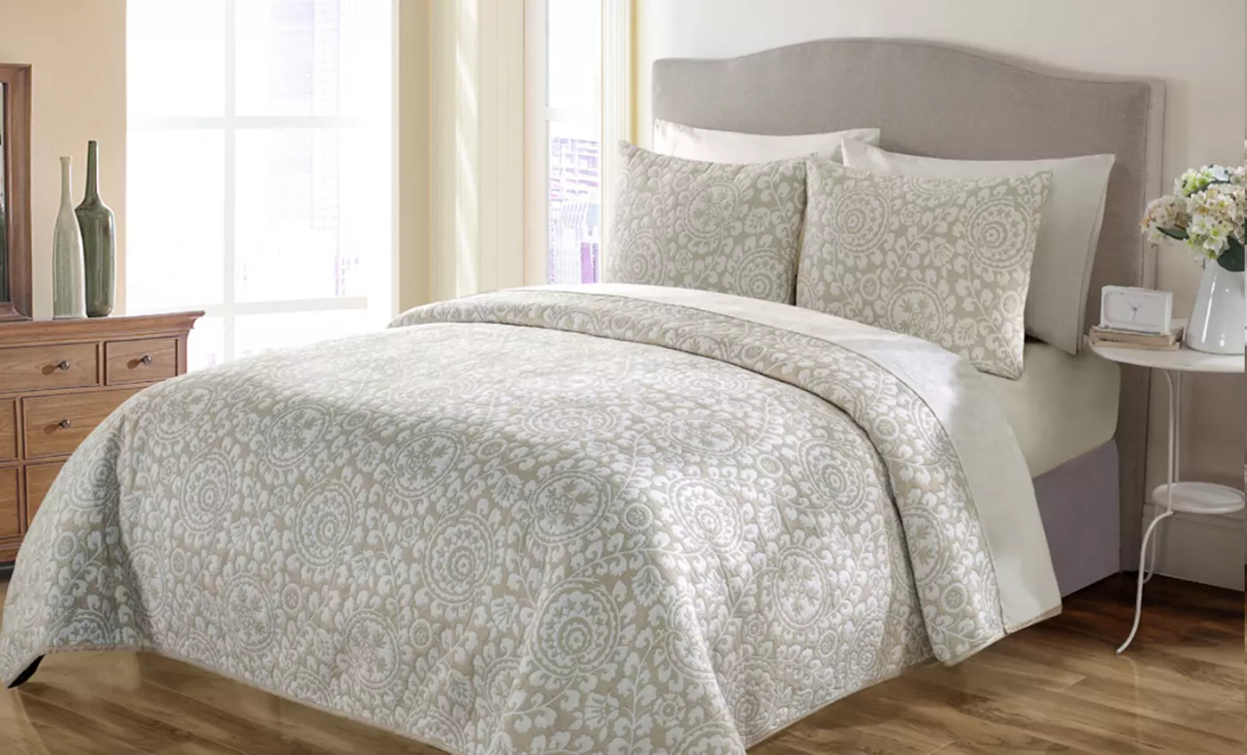 3-Piece Reversible Coverlet Sets | Groupon Goods